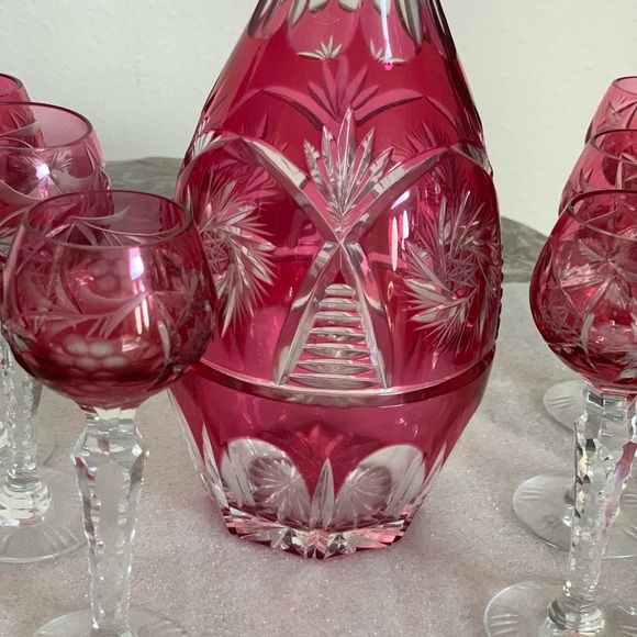 imperlux | Dining | Vintage Imperlux Cranberry Colored Crystal Decanter ...